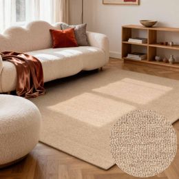 Wollteppich ELLE DECORATION, B:160cm H:13mm L:230cmbeige, Wolle, Wohnzimmer, Teppiche, "Knots", Handtuft, Wolle, Feines Boucl&eacute;, Wohnzimmer,
