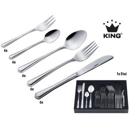 King Besteck-Set "&raquo;D&uuml;sseldorf&laquo;", 31 Stk.edelstahlfarben, Essbesteck-Sets, Besteck im zeitlosen Design, mit Besteck-Etui