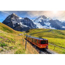 papermoon Fototapete "Zug durch Landschaft", B/L: 4,5m x 2,8m, Bahnen: 9 Stk., bunt, Schlafzimmer, Tapeten