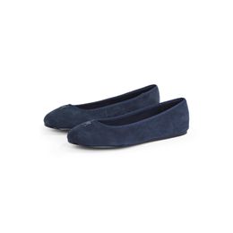 Tommy Hilfiger Damen Ballerina "TH HARDWARE SUEDE BALLERINA", Gr. 41, blau, Veloursleder, Schuhe, Flats, Businessschuh, Bequemschuh, Schlupfschuh mit
