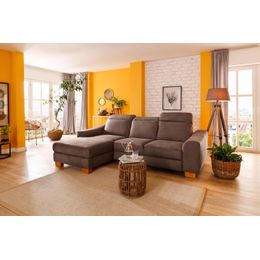 Ecksofa Home Affaire, B:264cm H:86cm T:170cm, braun, Luxus-Microfaser Florence (100% Polyester);Struktur fein (100% Polyester);Luxus-Microfaser