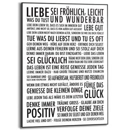 Poster Reinders, B:50cm H:70cm T:1,6cm, schwarz, MDF, Bilder, "Positiv Leben"