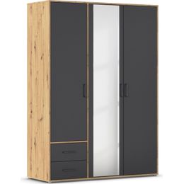 Dreht&uuml;renschrank Rauch, B:140cm H:194cm T:53cm, grau, Holzwerkstoff, Schr&auml;nke, "Kleiderschrank Schrank Garderobe W&auml;scheschrank VOYAGER", mit modernen
