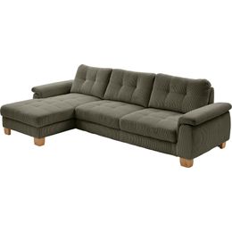 Ecksofa DIE PLANBAR "PP-LA19101 L-Form, Breite 316 cm", forest, B:316cm H:86cm T:177cm, 88% Polyester;12% Polyamid, Sofas, Ecksofa, wahlweise mit Bettfunktion und verstellbaren Kopfst&uuml;tzen, in Cord
