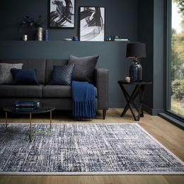 Teppich FLAIR RUGS, B:120cm H:8mm L:170cm, blau, Kunstfaser, Wohnzimmer, Teppiche, "Eris Trace", Glanzeffekt Teppich