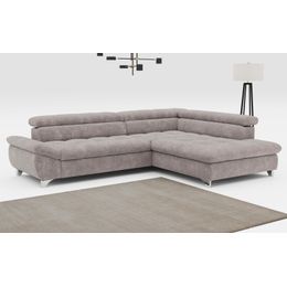 Ecksofa COTTA, B:312cm T:234cm, grau, Wohnzimmer, Sofas, "Gemini L-Form, B: 312 cm", mit Kopfteilverstellung, optional Bettfunktion