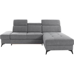 Ecksofa Home Affaire, B:246cm H:83cm T:173cm, grau, Webstoff (100% Polyester);Luxus-Microfaser Paris (90% Polyester/10% Polyamid);Struktur fein (100%
