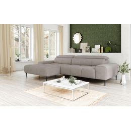 Ecksofa COTTA, B:290cm T:182cmelephant, 100% Polyester (PES), Wohnzimmer, Sofas, "Theo L-Form, B: 290 cm", mit Kopfteilverstellung, optional