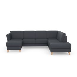Sit & More Wohnlandschaft SIT & MORE, B:303cm H:87cm T:213cm, grau, Sofas, "Visby U-Form", wahlweise mit Bettfunktion und Stauraum, frei im Raum stellbar