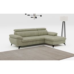 Ecksofa COTTA, B:261cm H:100cm T:166cm, gr&uuml;n, Wohnzimmer, Sofas, "Hudson L-Form, B: 261 cm", mit Kopfteilverstellung, optional Bettfunktion &