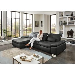 Ecksofa DIE PLANBAR "PN-IN16012 L-Form, Breite 309 cm", torro schwarz, B:309cm H:85cm T:195cm, Sofas, Ecksofa, inkl. Sitztiefenverstellung, optional mit Kopfteilverstellung