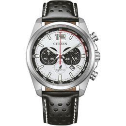 Citizen Herren Chronographschwarz, Armbanduhren, Armbanduhr, Solar, Herrenuhr, Lederarmband, analog, Tag, Stoppfunktion