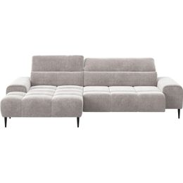 Ecksofa COTTA "Theo L-Form, B: 290 cm", sand, B:290cm T:182cm, 92% POLYESTER (PES) / 8% POLYAMID (PA), Sofas, Ecksofa, mit Kopfteilverstellung, optional Sitztiefenverstellung
