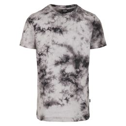 T-Shirt Urban Classics "Urban Classics Herren Black Tie Dye Tee", Damen, Gr. L, wei&szlig;, schwarz, 100% Baumwolle, normal, Rundhals, Shirts T-Shirt