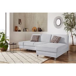 Sit & More Ecksofa SIT & MORE, B:246cm H:89cm T:165cm, silber, Wohnzimmer, Sofas, "Clio L-Form", wahlweise mit Bettfunktion oder Vorziehsitz und Bettkasten,
