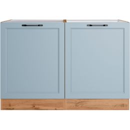Sp&uuml;lenschrank KOCHSTATION, B:120cm H:82cm T:60cm, blau, Holzwerkstoff, MDF, K&uuml;che, Schr&auml;nke, "KS-Lana", Breite 120 cm