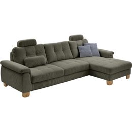 Ecksofa DIE PLANBAR "PP-LA19101 L-Form, Breite 316 cm", forest, B:316cm H:86cm T:177cm, 88% Polyester;12% Polyamid, Sofas, Ecksofa, wahlweise mit Bettfunktion und verstellbaren Kopfst&uuml;tzen, in Cord
