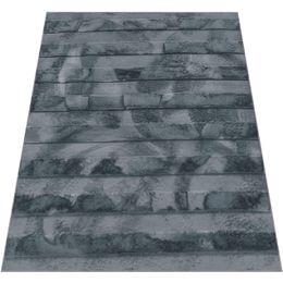 Hochflor-Teppich Paco Home, B:160cm H:24mm L:220cm, grau, Polyester, Teppiche, "Arnheim 744", Uni Farben, gestreift, besonders weich, Hoch-Tief Effekt