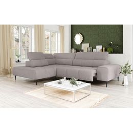 Ecksofa COTTA, B:298cm T:222cmstone, 100% Polyester (PES), Wohnzimmer, Sofas, "Theo L-Form, B: 298 cm", mit Kopfteilverstellung, optional