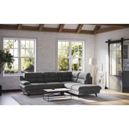 Ecksofa COTTA, B:266cm H:90cm T:217cmgraphite, 92% POLYESTER (PES) / 8% POLYAMID (PA), Wohnzimmer, Sofas, "Pike L-Form, B: 266 cm", optional