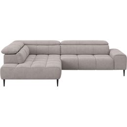 Ecksofa COTTA "Theo L-Form, B: 298 cm", stone, B:298cm T:222cm, 100% Polyester (PES), Sofas, Ecksofa, mit Kopfteilverstellung, optional Sitztiefenverstellung