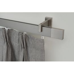 Gardinenstange Garesa, L:270cm, silber, Aluminium, Wohnzimmer, Gardinenstangen, "FLAT", Rechteckprofil, Wandmontage, perfekter Lauf, modern,