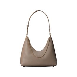Calvin Klein Damen Schultertasche "EMBLEM HW PEBBLE SHOULDER BAG"desert taupe, Lederimitat, Taschen, Schultertasche, Umh&auml;ngetasche, Hobo Bag mit