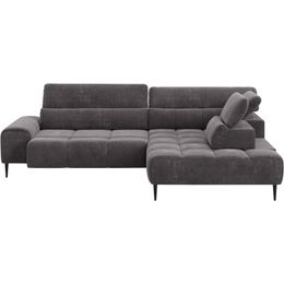 Ecksofa COTTA "Theo L-Form, B: 298 cm", graphite, B:298cm T:222cm, 92% POLYESTER (PES) / 8% POLYAMID (PA), Sofas, Ecksofa, mit Kopfteilverstellung, optional Sitztiefenverstellung