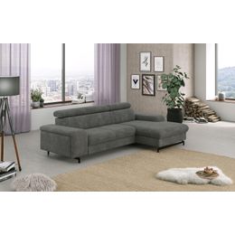 Ecksofa COTTA, B:267cm H:97cm T:165cm, grau, Wohnzimmer, Sofas, "Emma L-Form, B: 267 cm", mit Kopfteilverstellung, optional Bettfunktion & Bettkasten