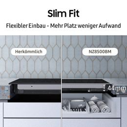 Samsung Induktions-Kochfeld "NZ64B4015HK/U1", B:59cm H:4,4cm T:52cm, schwarz, Kochfelder, H&ouml;he des Kochfelds betr&auml;gt nur 44mm & Ideal f&uuml;r ovale