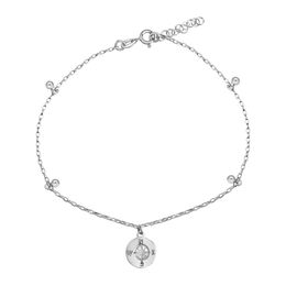 Vivance Damen Fu&szlig;kette "925/- Sterling Silber rhodiniert Windrose", 23+2cm, Silber 925 (Sterlingsilber), wei&szlig;, Silber 925 (Sterlingsilber), Fu&szlig;ketten