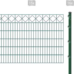 Arvotec Doppelstabmattenzaun "ESSENTIAL 120 zum Einbetonieren "Karo" mit Zierleiste", H/L: 120cm x 30m, Pfosten: 16 Stk., gr&uuml;n, Zaunelemente,