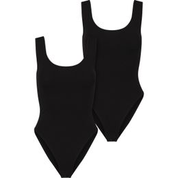 Urban Classics Damen Body "Urban Classics Ladies Organic 2-Pack"schwarz, schwarz, Gr. XXL, 95% Baumwolle, 5% Elasthan, Bodys