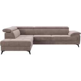 Ecksofa COTTA, B:286cm T:236cmcacao, 95% Polyester (PES) 5%Polyamid (PA), Wohnzimmer, Sofas, "Astra L-Form, B: 286 cm", mit Kopfteilverstellung,