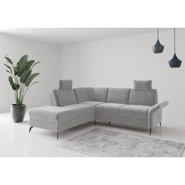 Ecksofa Home Affaire, B:240cm H:93cm T:216cm, grau, 100% Polyester, Wohnzimmer, Sofas, "Rochelle", wahlweise mit Bettfunktion, Bettkasten und