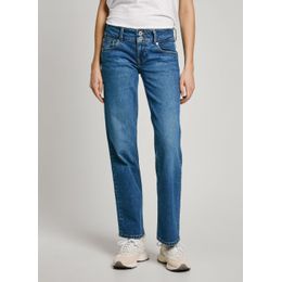 Pepe Jeans Damen Gerade Jeans "STRAIGHT JEANS LW", blau, Gr. 27, Denim/Jeans, Obermaterial: 99% Baumwolle, 1% Elasthan, Jeans, mit doppeltem