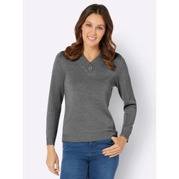 Classic Basics Damen Strickpullover "Langarm-Pullover", grau, Gr. 44, meliert, 100% Polyacryl, Pullover