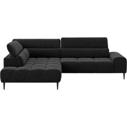 Ecksofa COTTA, B:298cm T:222cmschwarz, 100% Polyester (PES), Wohnzimmer, Sofas, "Theo L-Form, B: 298 cm", mit Kopfteilverstellung, optional