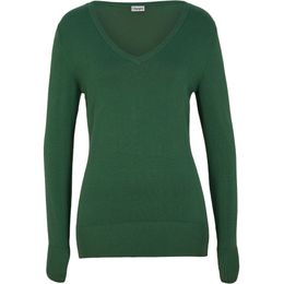 bonprix Damen Strickpullover "Feinstrickpullover", gr&uuml;n, Gr. 36, unifarben, Strick, Obermaterial: 70% Baumwolle, 30% Polyamid, Pullover, aus