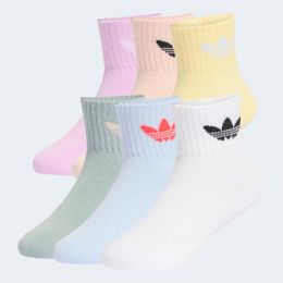 M&auml;dchen Sportsocken "KIDS SOCK 6PP", adidas originals, Gr. 31blupnk, almyel, blilil,, Obermaterial: 55% Baumwolle, 41% Polyester, 3% Elasthan, 1%