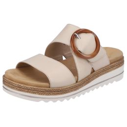 Remonte Damen Pantolette, Gr. 43, beige, Leder, Schuhe, Keilabsatz, Sommerschuh, Schlappen mit Zierschnalle