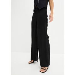 bonprix Damen Stoffhose "Leichte Marlenehose mit Viskose", schwarz, Gr. 38, gepflegt, unifarben, Web, Obermaterial: 92% Viskose, 8% Polyester, Hosen,