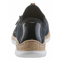 Rieker Damen Slip-On Sneaker, Gr. 42, blau, Nubuklederimitat, Textil, Schuhe, Slipper, Schlupfschuh mit Au&szlig;enrei&szlig;verschluss