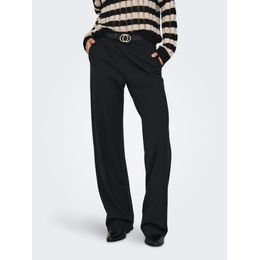 Only Damen Anzughose "ONLPOPTRASH LIFE MW STRAIGHT PANT PNT", schwarz, Gr. M, unifarben, Milano Rib, Obermaterial: 63% Viskose, 32% Nylon, 5%