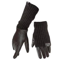 Pearlwood Damen Lederhandschuhe "ROMY", braun, Gr. 6,5, unifarben, Feinripp, Materialmix, Handschuhe, Fleecefutter, als Lang-oder Kurzhandschuh zu