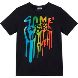 bonprix Jungen T-Shirt, schwarz, Gr. 128, Obermaterial: 100% Baumwolle, Shirts, bequeme Passform, Kurzarm-Design, mit Gamer-Motiv, aus Baumwolle