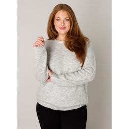 Damen Strickpullover "Yanara", grau, Gr. 50, Base Level Curvy, unifarben, Strick, Obermaterial: 43% Nylon, 26% Polyacryl, 13% Alpaka, 13% Wolle, 5%