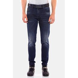 Cipo & Baxx CIPO & BAXX Herren Slim-fit-Jeans "Jeans", blau, Basic, Gr. 31, unifarben, 90% Baumwolle, 10% Elasthan, Jeans, im Slim-Fit Schnitt, CD540