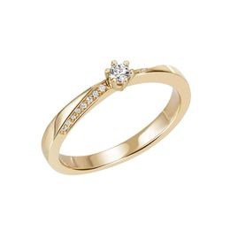 Firetti Damen Solit&auml;rring "Schmuck Geschenk Gold 585 Damenring Verlobungsring Goldring", 56, 0,13 SI = kleine Einschl&uuml;sse, Diamanten Gelbgold 585,