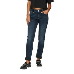 QS Damen Slim-fit-Jeans "CATIE", blau, Gr. 42, unifarben, Denim/Jeans, Obermaterial: 84% Baumwolle, 14% Polyester, 2% Elasthan. Futter: 65%